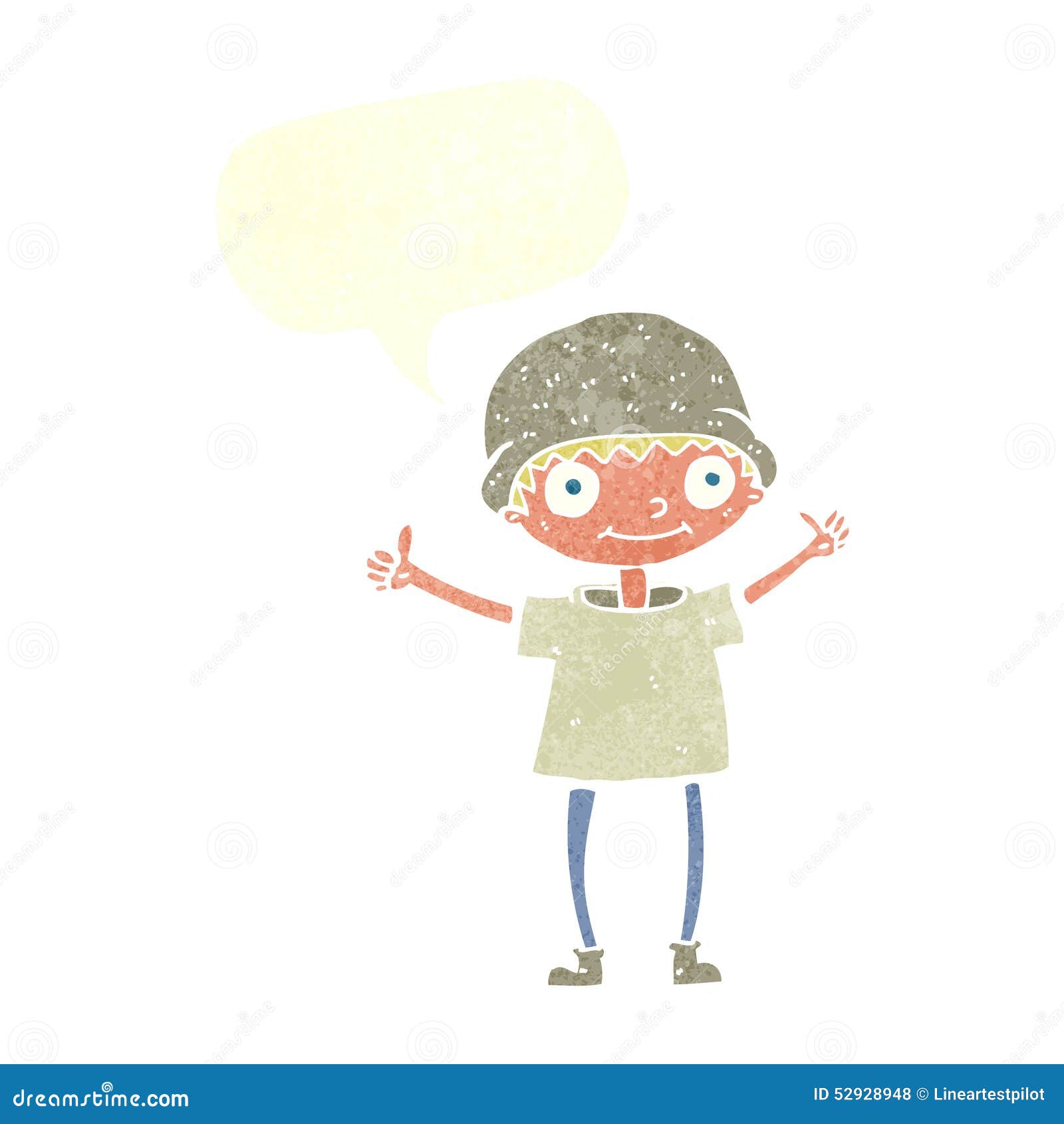 Cartoon Boy with Positive Attitude with Speech Bubble Stock ...