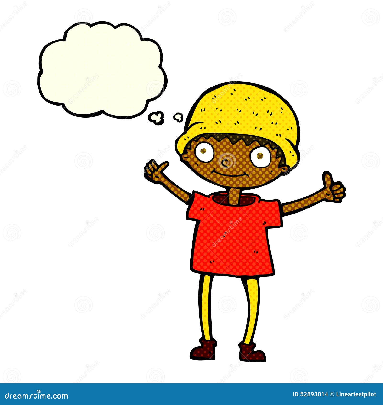 Cartoon Boy with Positive Attitude with Thought Bubble Stock ...