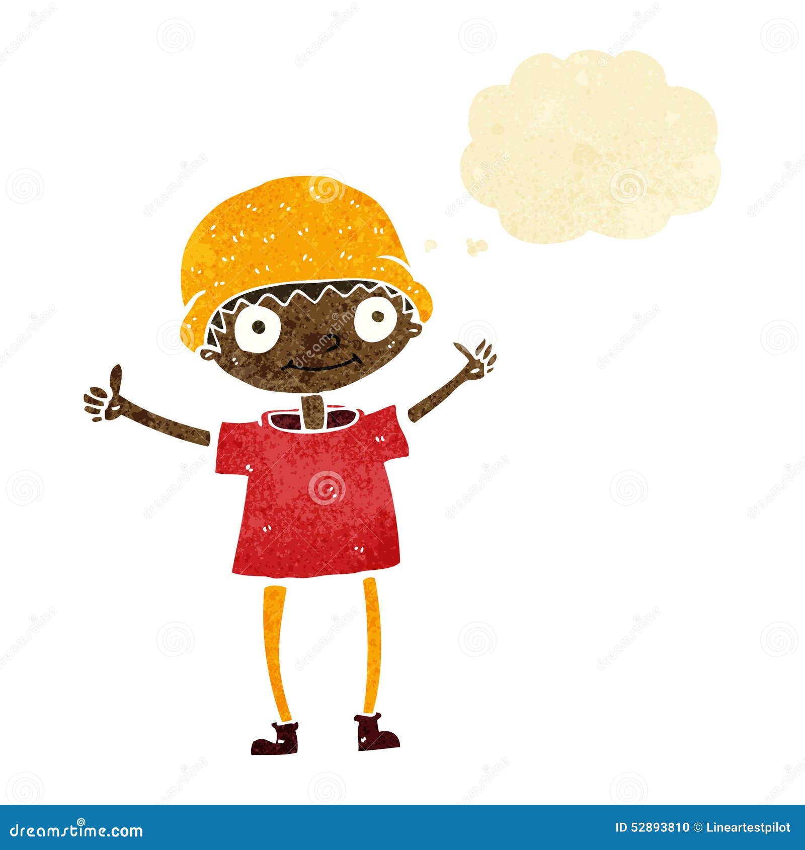 Cartoon Boy with Positive Attitude with Thought Bubble Stock ...