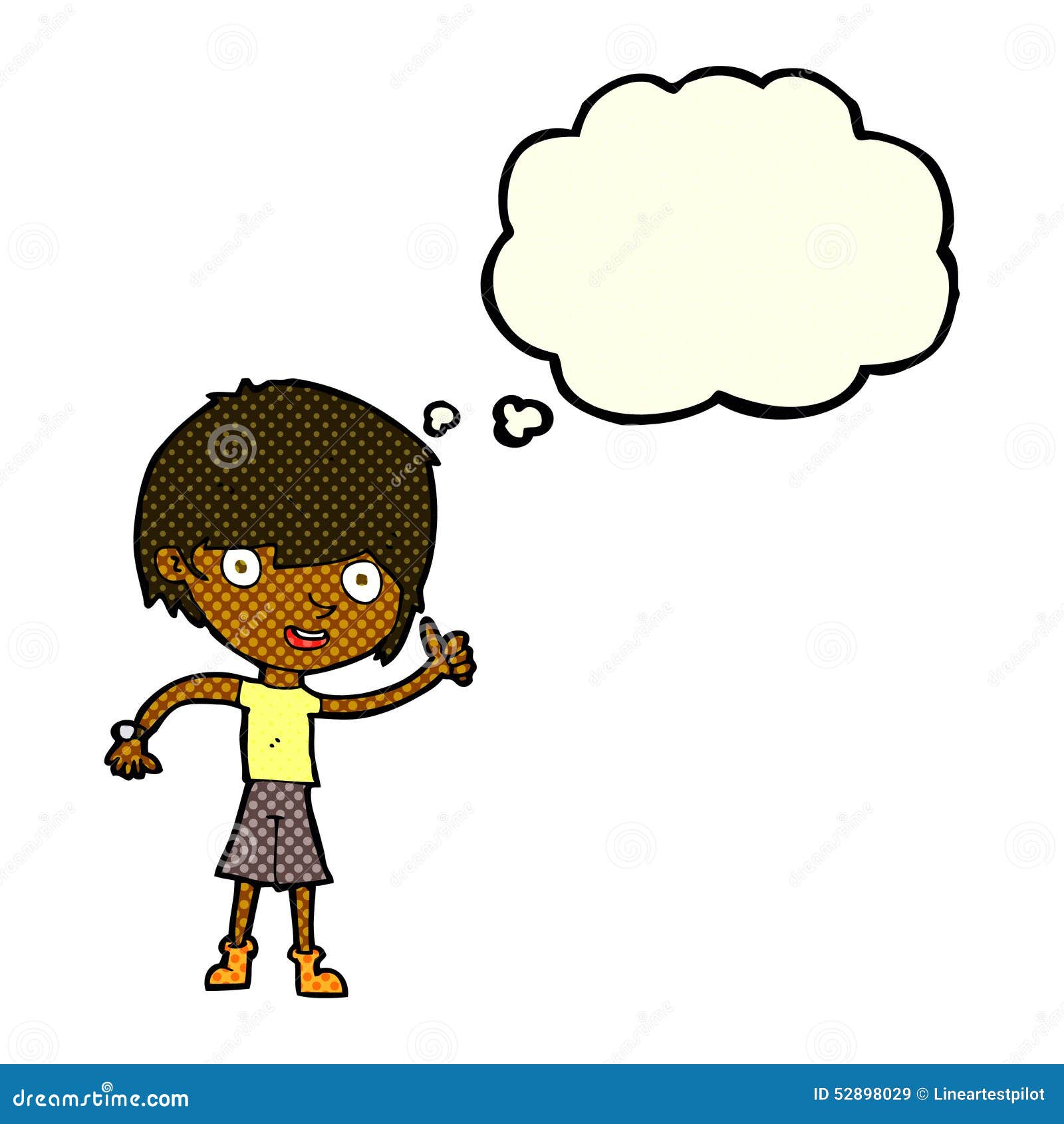 Cartoon Boy with Positive Attitude with Thought Bubble Stock ...