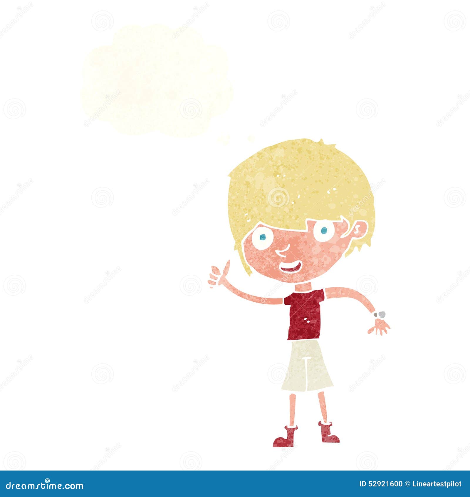 Cartoon Boy with Positive Attitude with Thought Bubble Stock ...