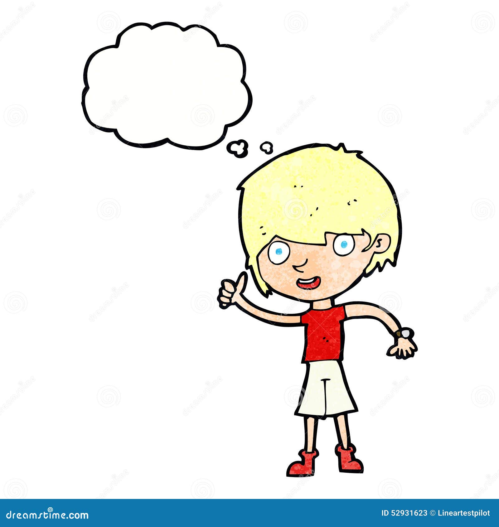 Cartoon Boy with Positive Attitude with Thought Bubble Stock ...