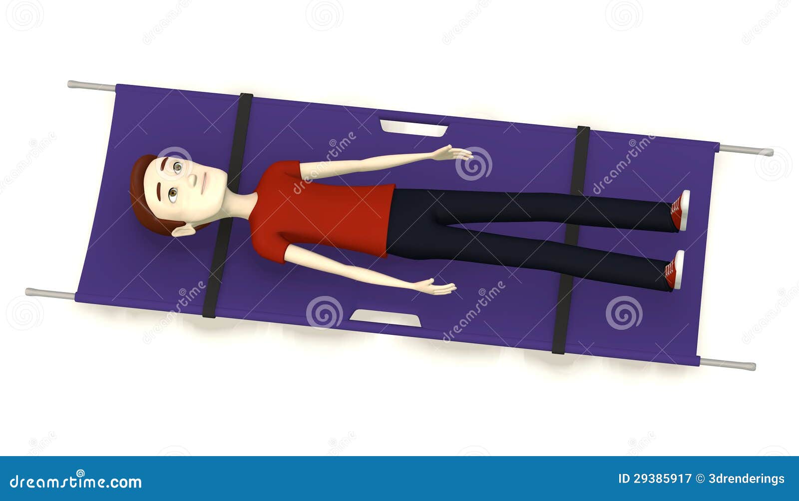 Cartoon Boy on Purple Stretcher Stock Illustration - Illustration of ...