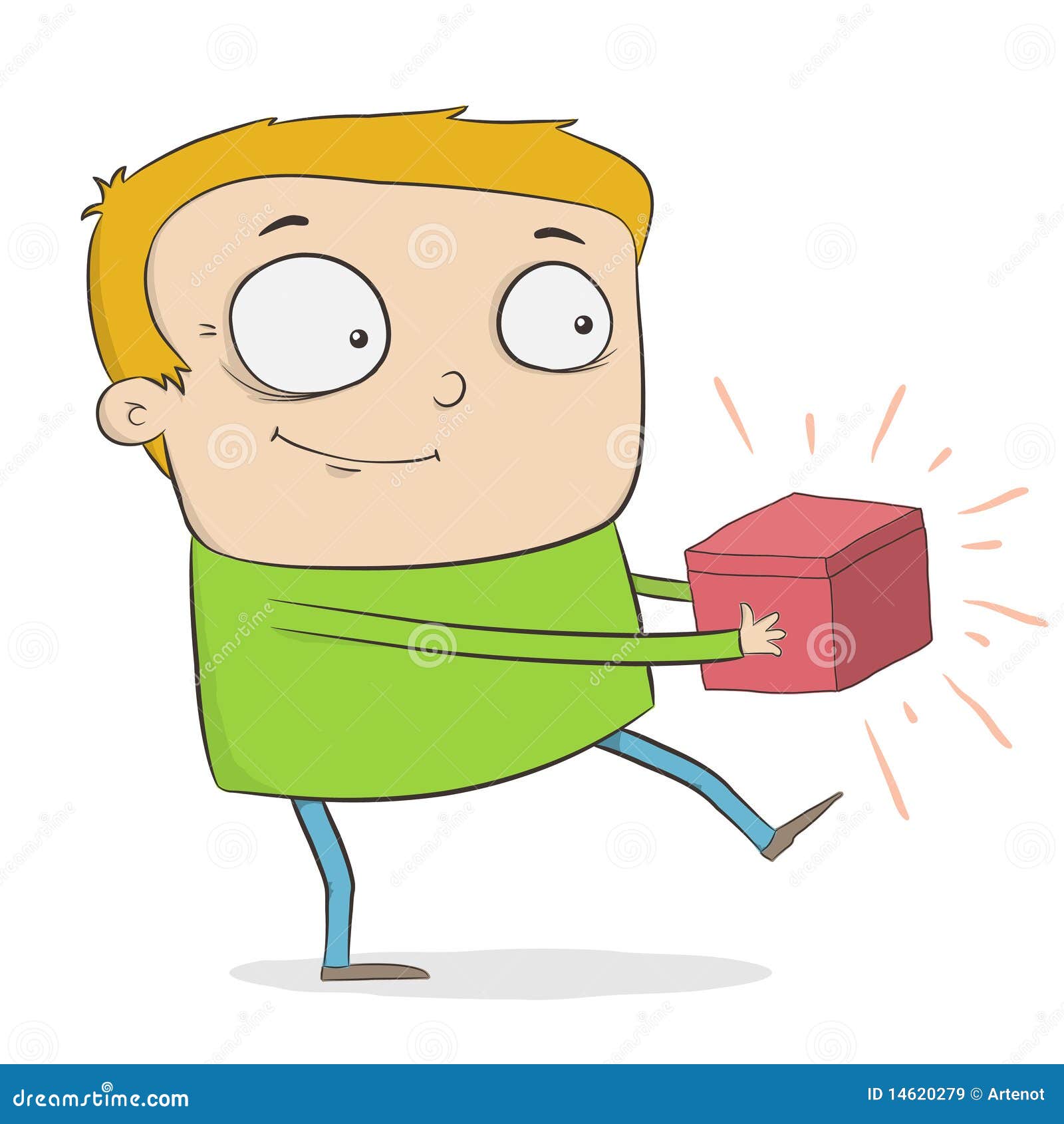Cartoon boy with a red box stock vector. Illustration of carton - 14620279