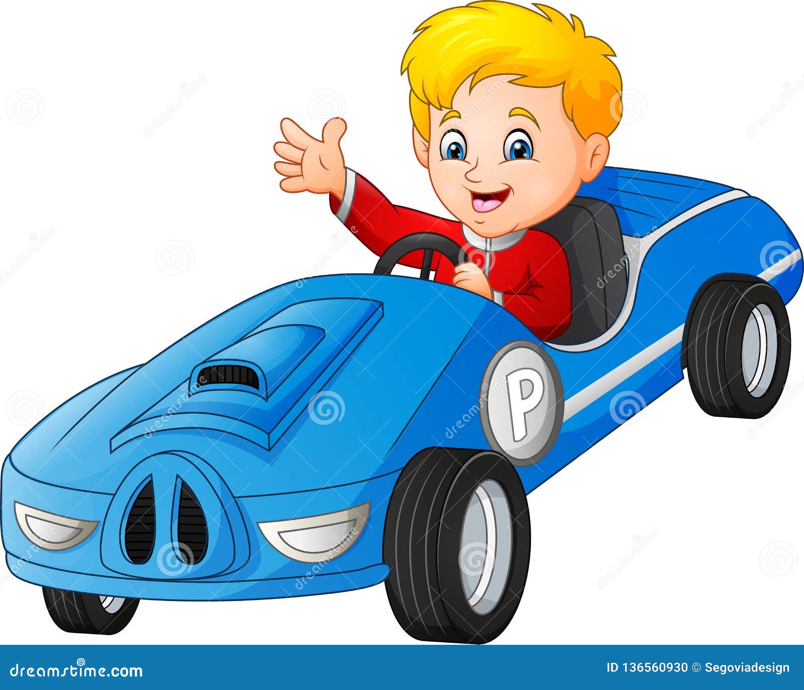 Cartoon boy riding a car stock vector. Illustration of automobile ...