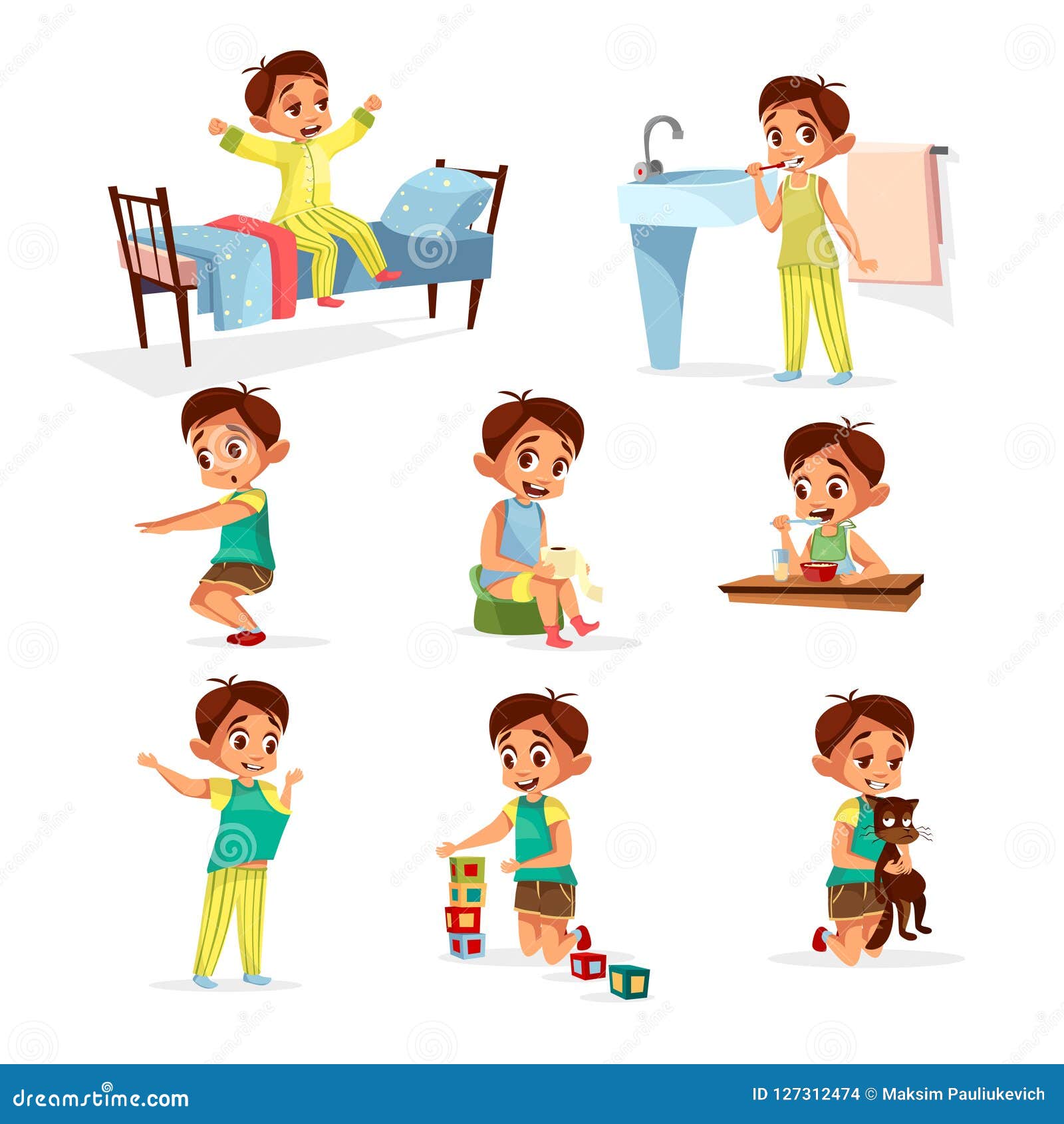 Cartoon Daily Routine Character Woman. Vector | CartoonDealer.com ... Cartoon Daily Routine Character Woman. Vector | CartoonDealer.com ...