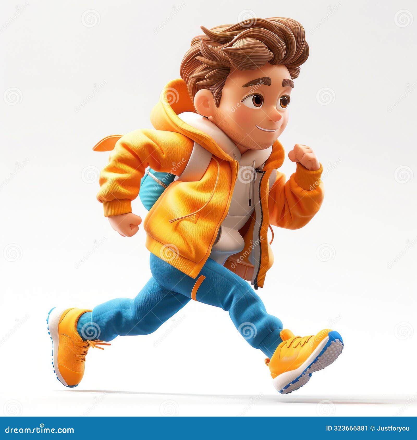 Cartoon Boy Running with Backpack. Generative Ai Stock Illustration ...