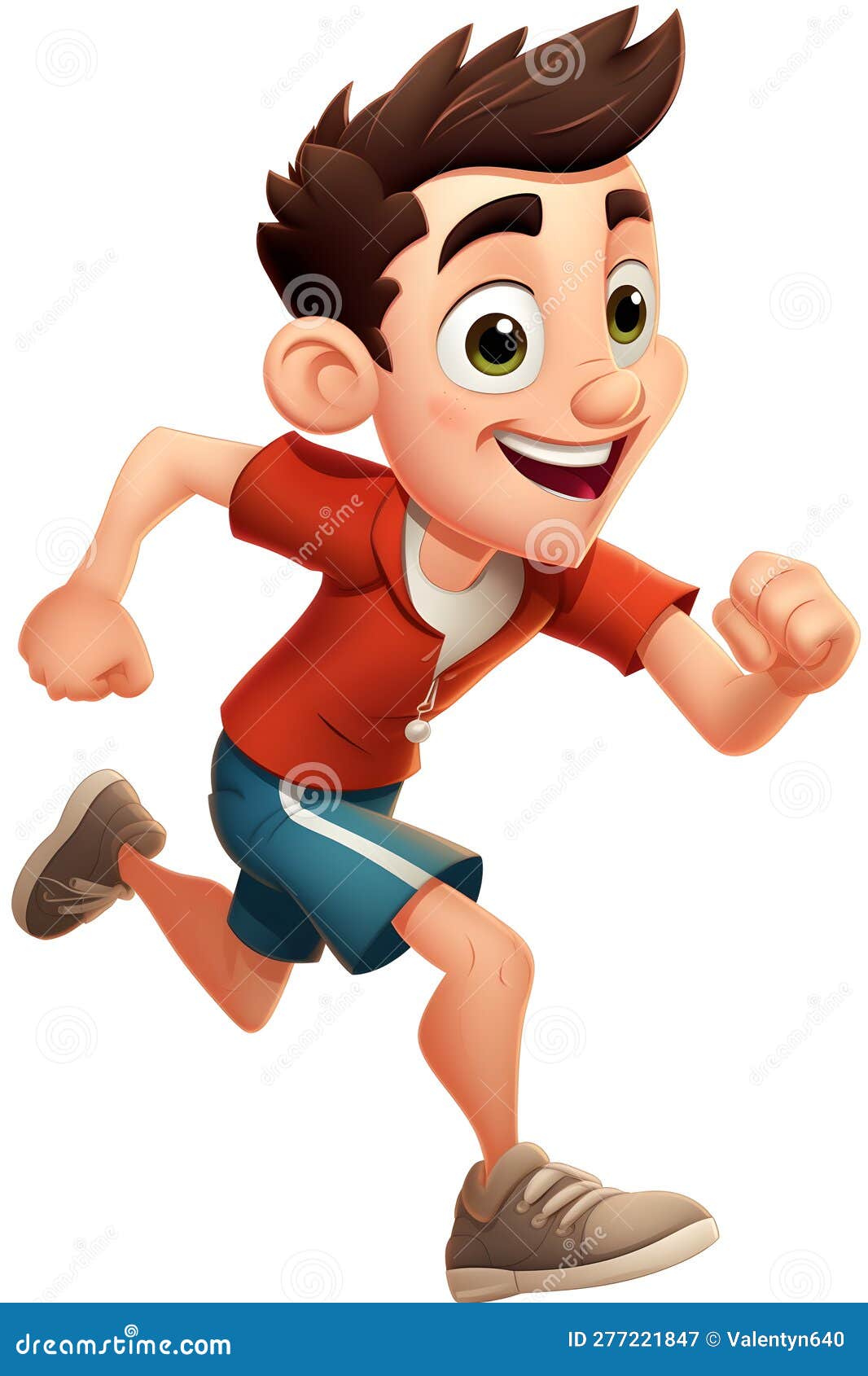 Cartoon Boy Running with Smile on His Face and Smile on His Face ...