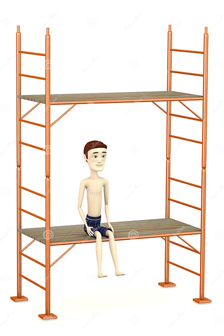 Cartoon boy with scaffold stock illustration. Illustration of character ...