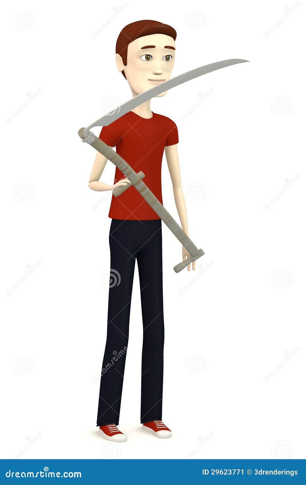 Cartoon boy with scythe stock illustration. Illustration of people ...
