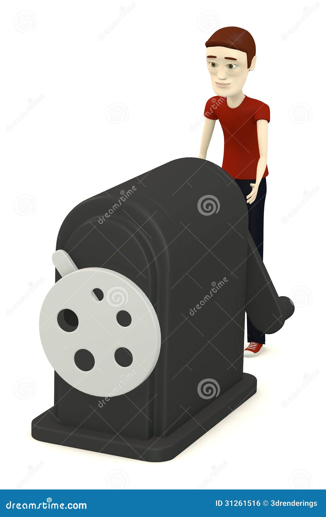 Cartoon boy with sharpener stock illustration. Illustration of pencil ...