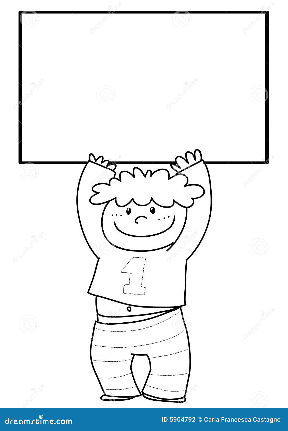 Cartoon boy with sign stock vector. Illustration of funny - 5904792