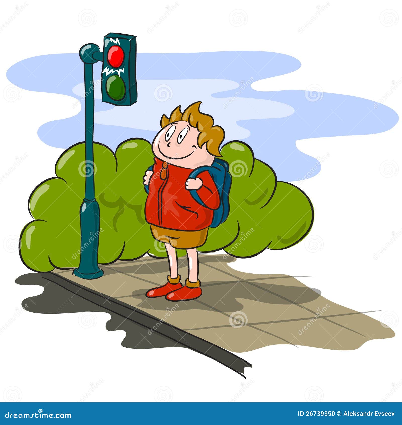 Cartoon Boy and Stop Light stock vector. Illustration of character ...