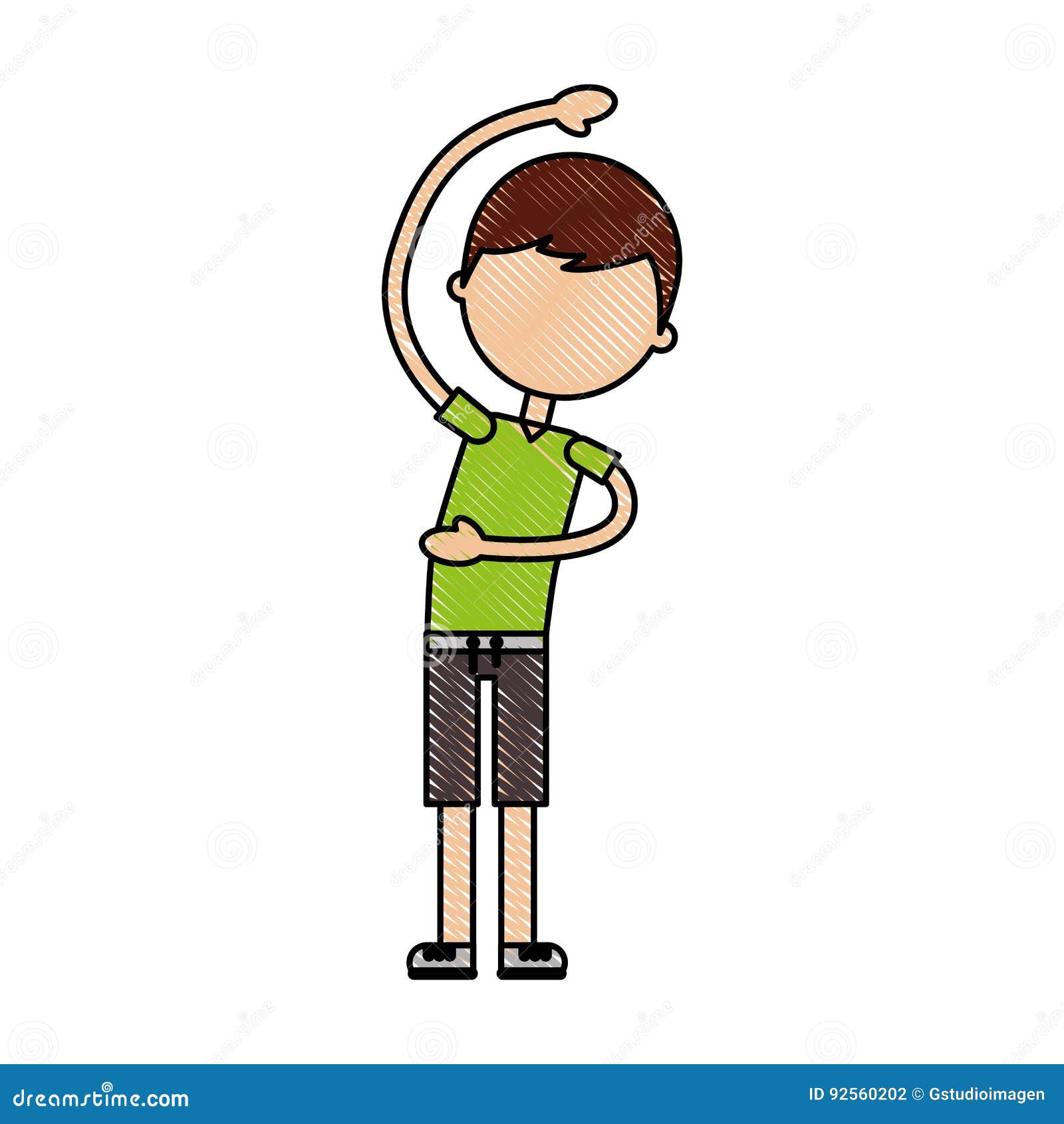 Cartoon boy stretching up stock vector. Illustration of hobby - 92560202