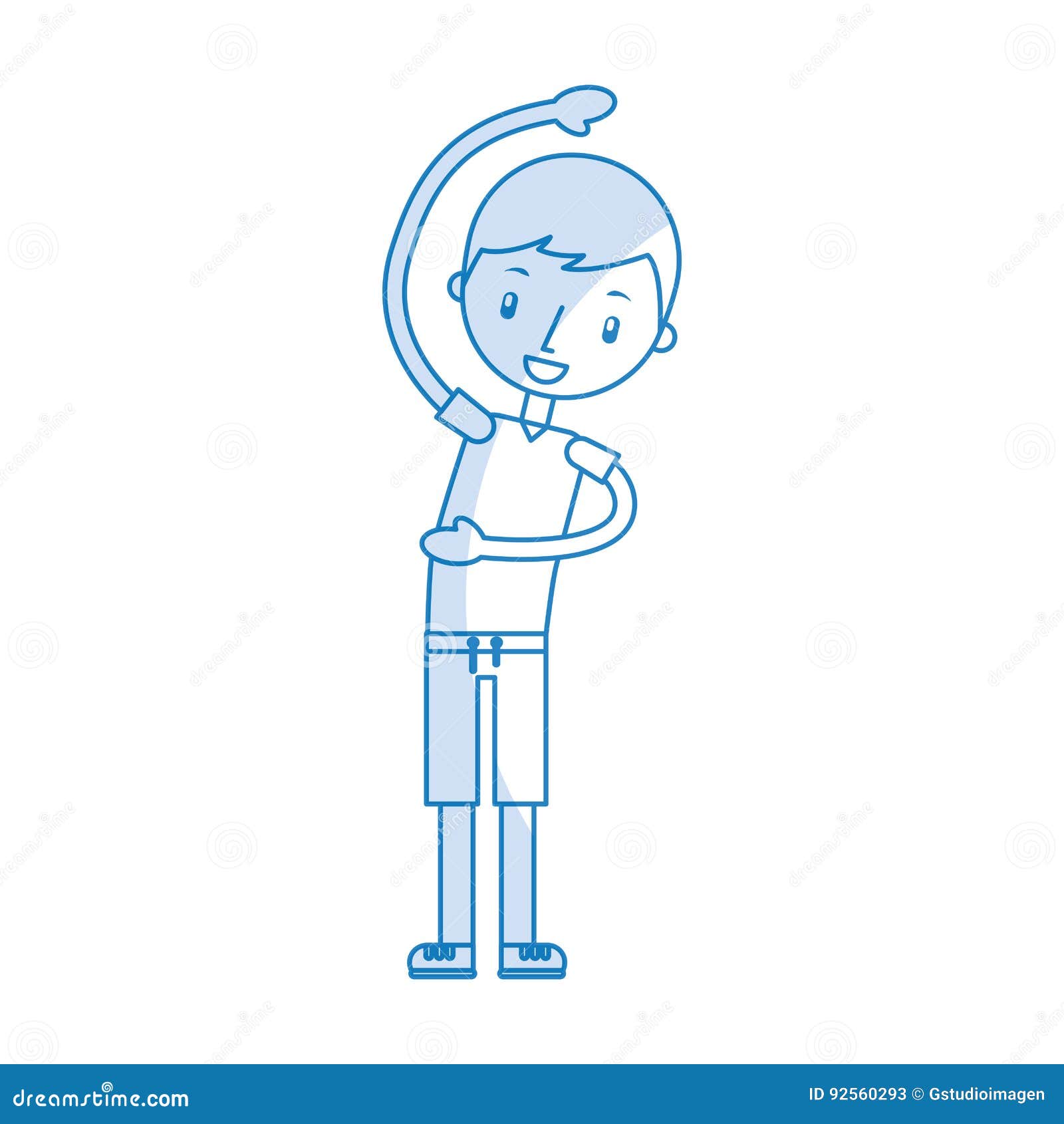 Cartoon boy stretching up stock vector. Illustration of activity - 92560293
