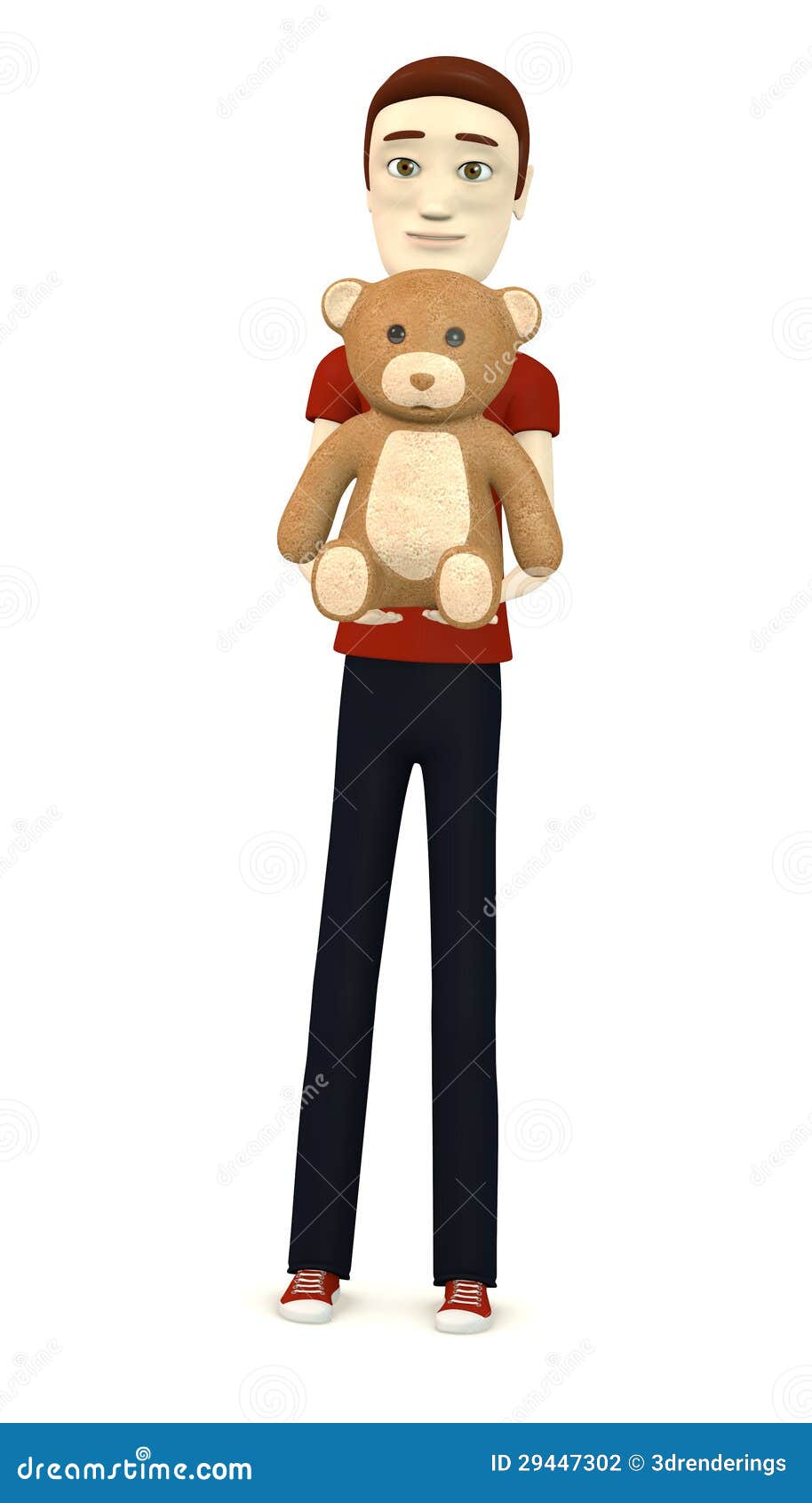 Cartoon Boy with Teddy Bear Stock Illustration - Illustration of female ...