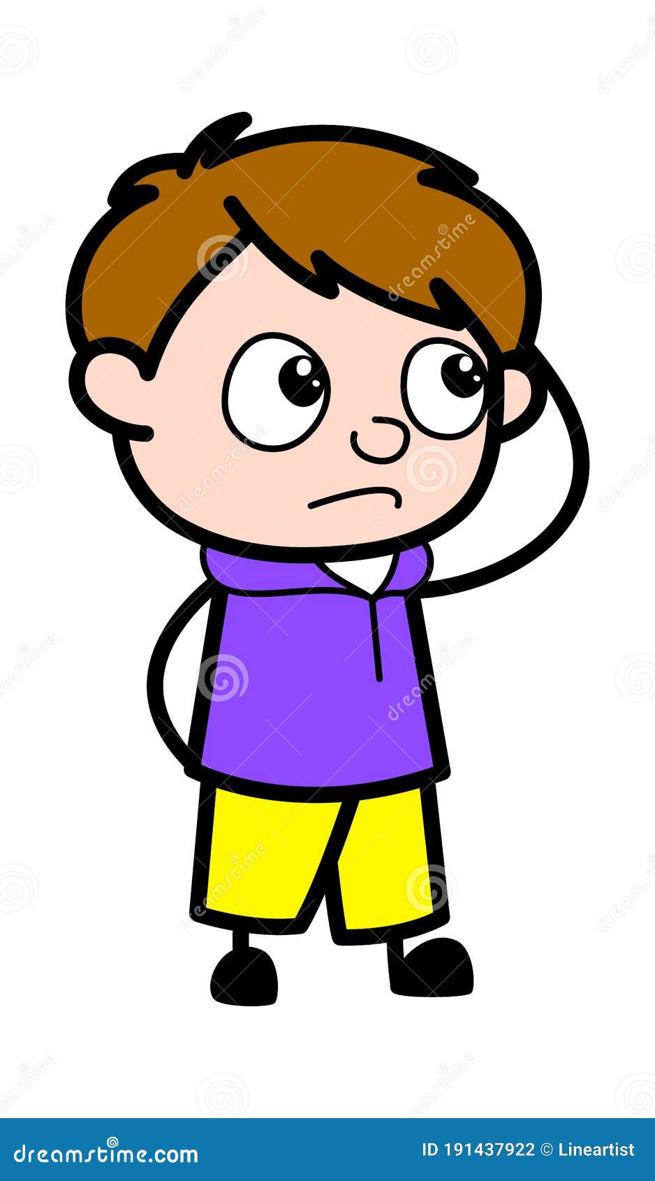 Cartoon Boy Thinking in Confusion Stock Illustration - Illustration of ...
