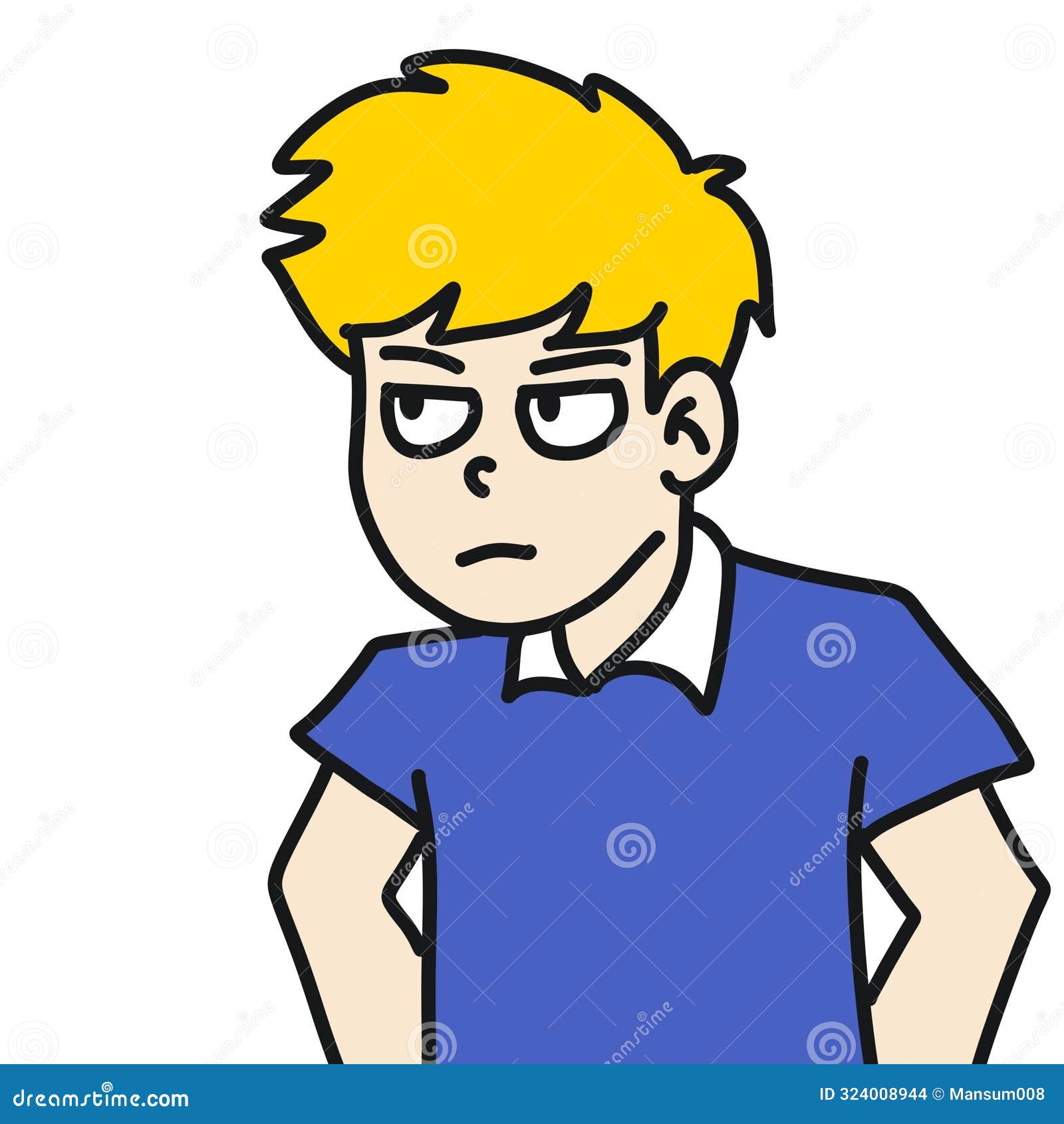 Cartoon Boy Thinking about Problems Stock Illustration - Illustration ...