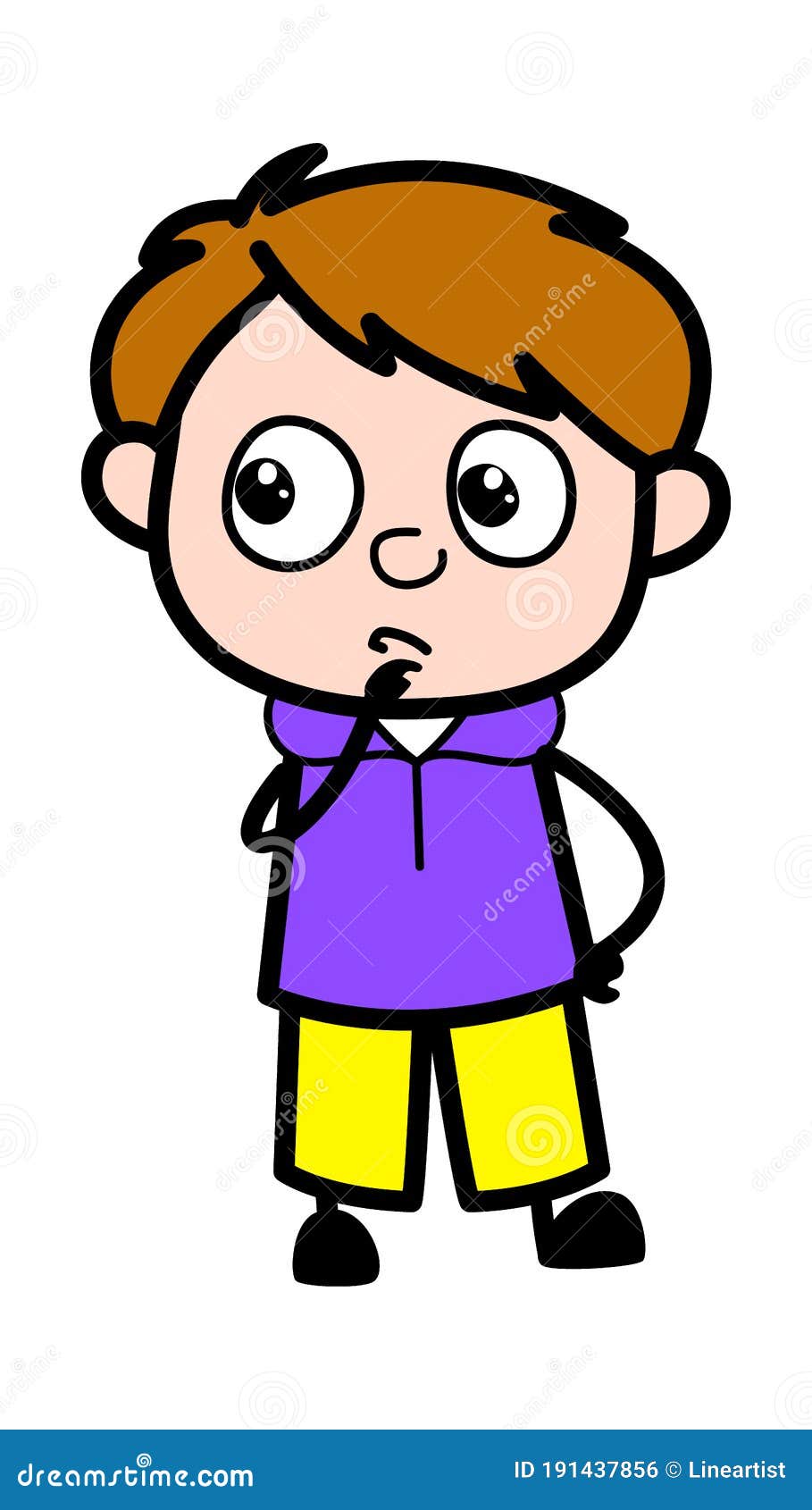 Cartoon Boy Thinking Seriously Stock Illustration - Illustration of ...