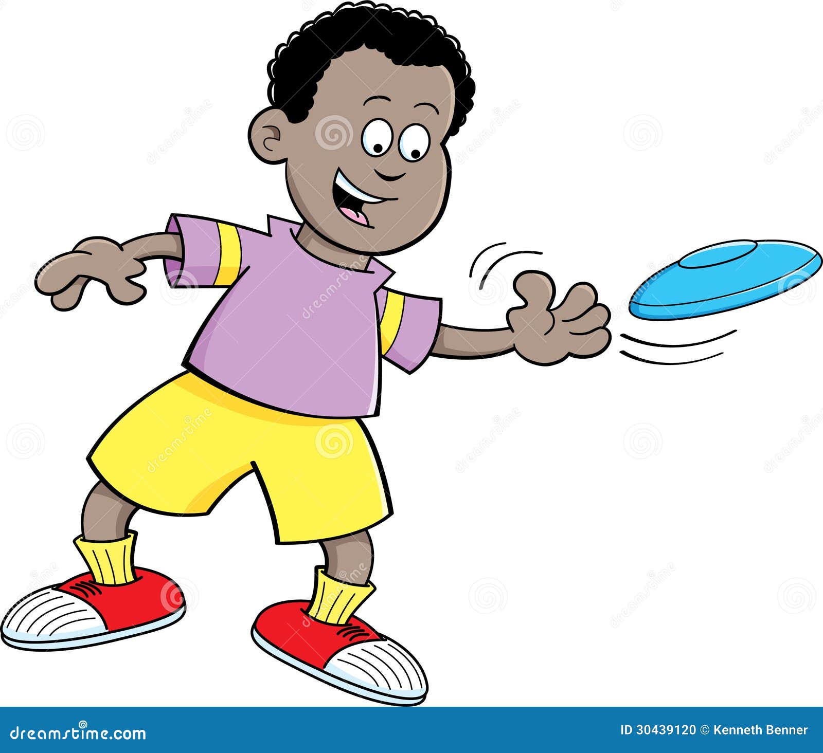 Cartoon Boy Throwing a Flying Disc Stock Vector - Illustration of ...