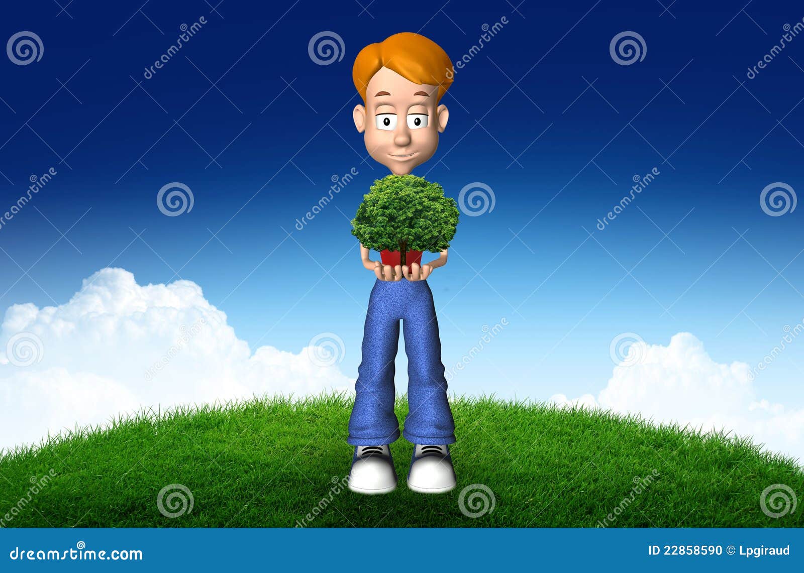 Cartoon boy and tree stock illustration. Illustration of cartoon - 22858590