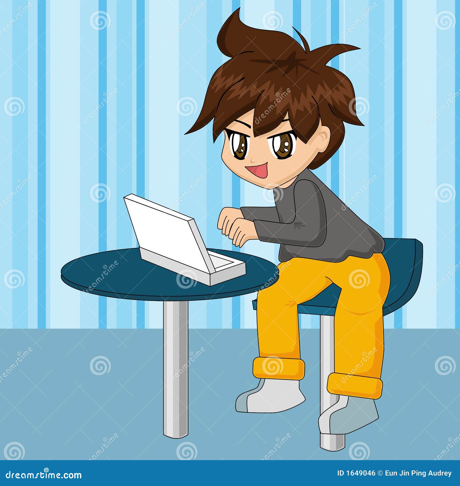 Cartoon Boy Using Laptop stock vector. Illustration of white - 1649046