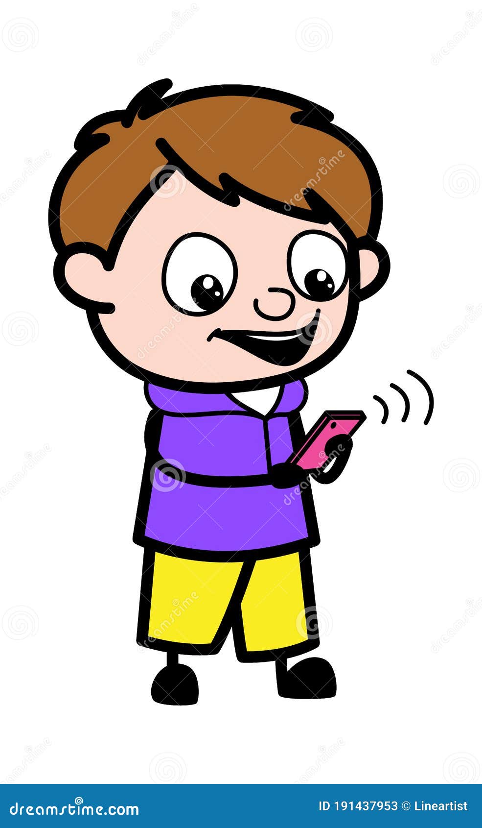 Cartoon Boy Watching Smartphone Stock Illustration - Illustration of ...