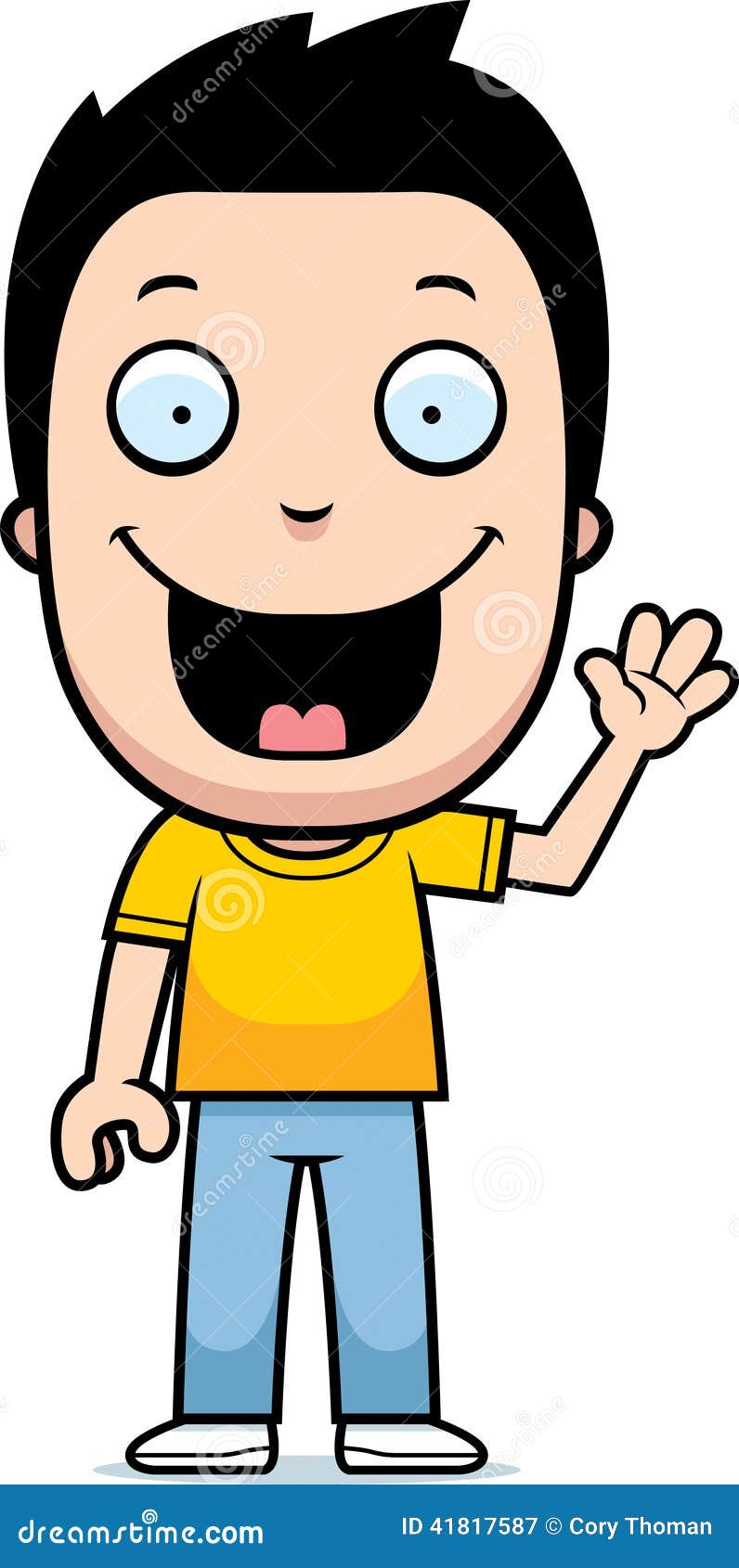 Cartoon Boy Waving stock vector. Illustration of smiling - 41817587