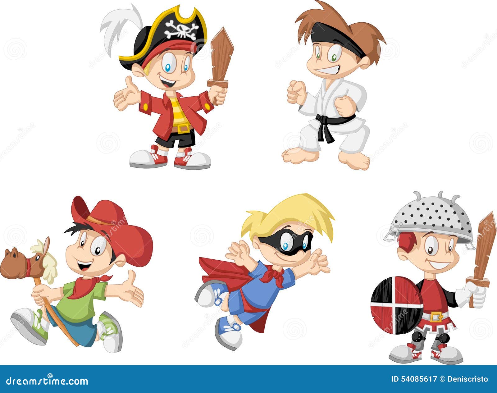 Cartoon Boys Wearing Different Costumes Stock Vector - Illustration of ...