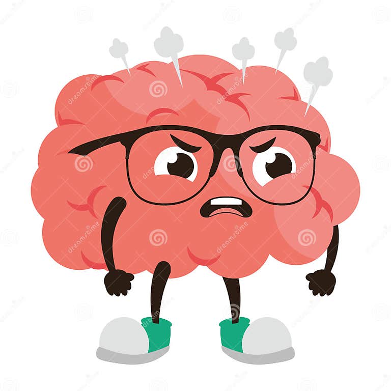 Cartoon brain angry stock illustration. Illustration of strong - 296865520