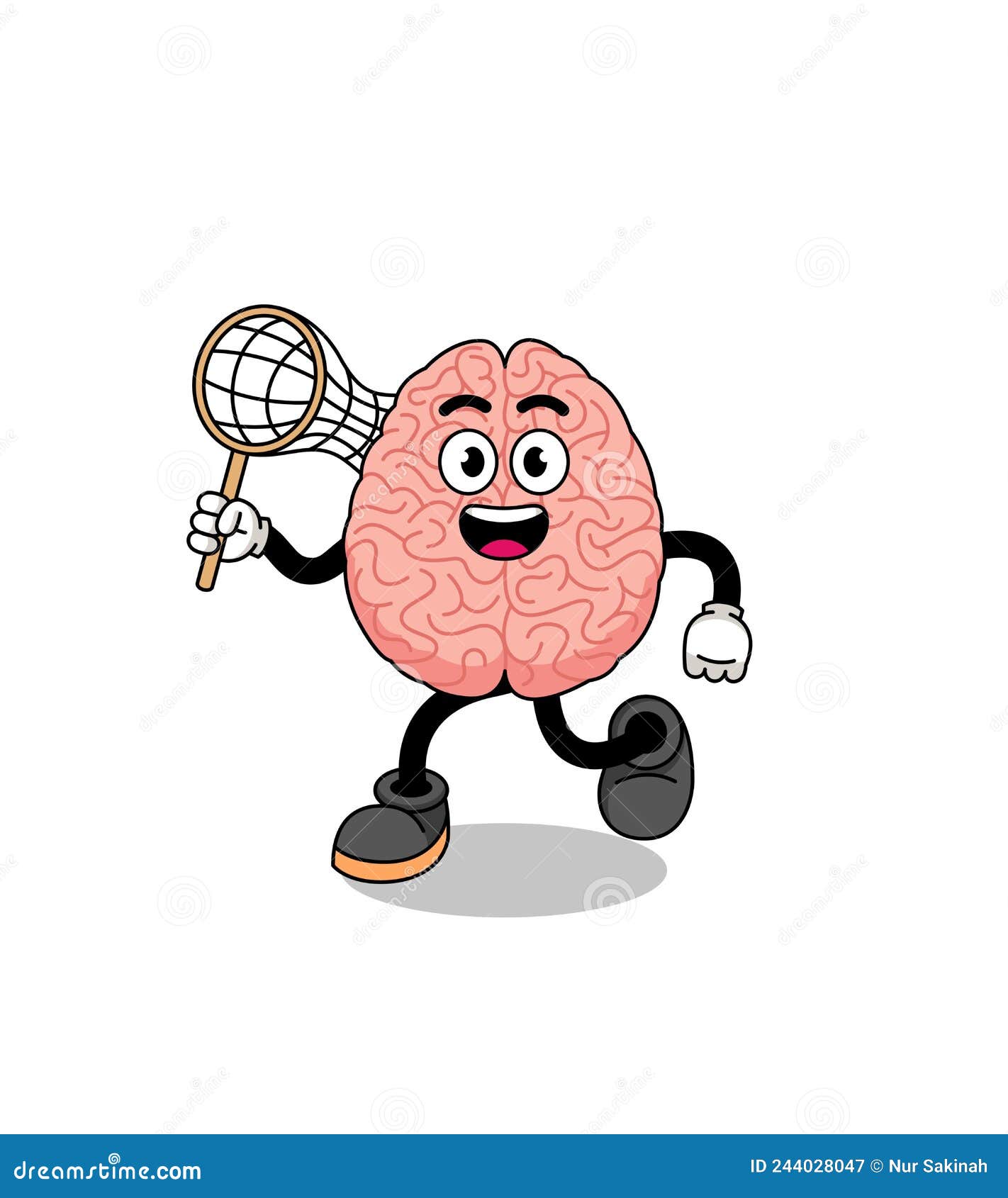 Cartoon of Brain Catching a Butterfly Stock Vector - Illustration of ...