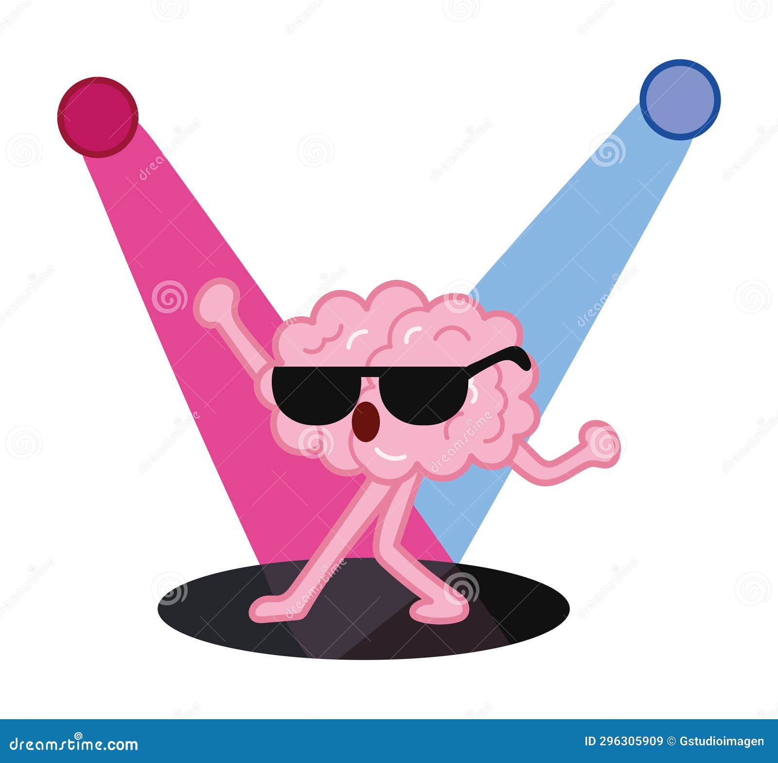 Cartoon brain dancing stock vector. Illustration of thinker - 296305909