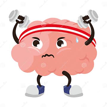 Cartoon Brain Doing Exercise Stock Illustration - Illustration of ...
