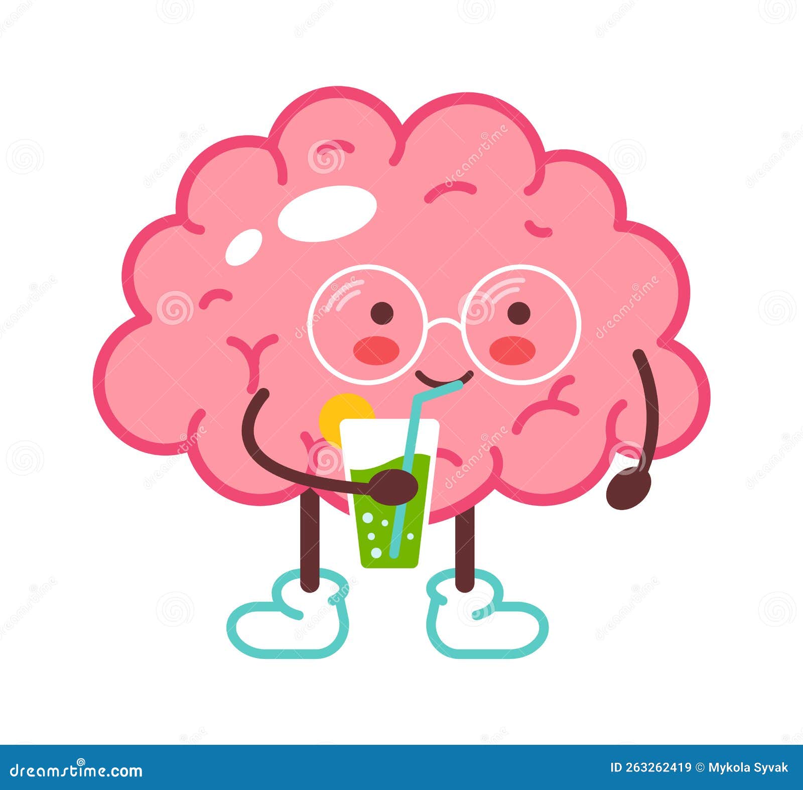 Cartoon Brain Drinks a Cocktail Stock Vector - Illustration of ...