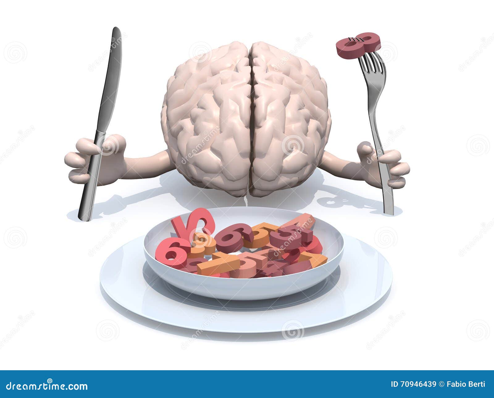 Cartoon Brain that Eats Numbers Stock Illustration - Illustration of ...