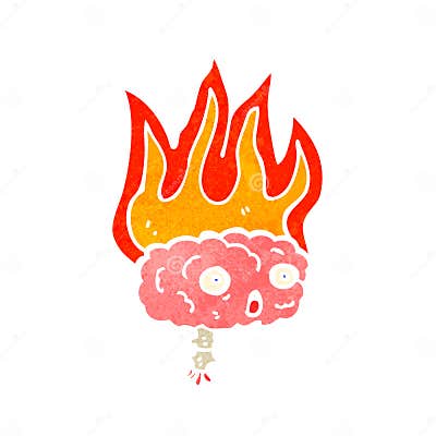 Cartoon brain on fire stock vector. Illustration of artwork - 37571808