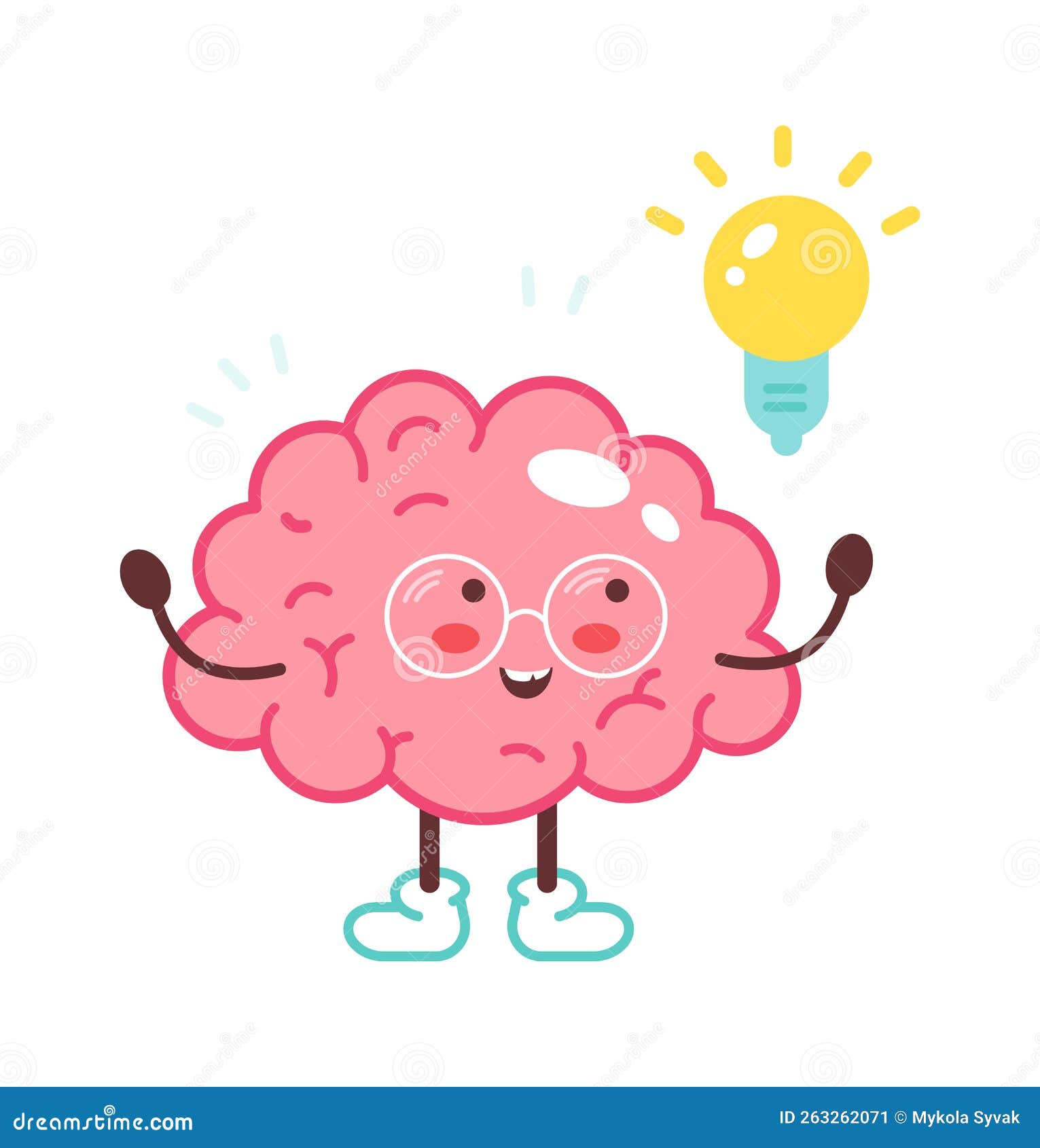 Cartoon brain got an idea stock vector. Illustration of leadership ...