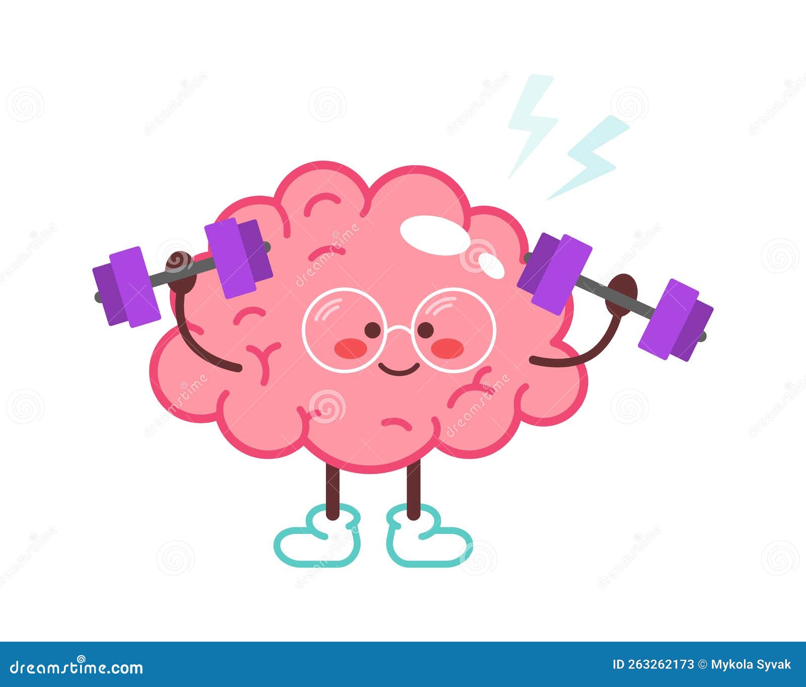 Cartoon brain in the gym stock vector. Illustration of healthy - 263262173
