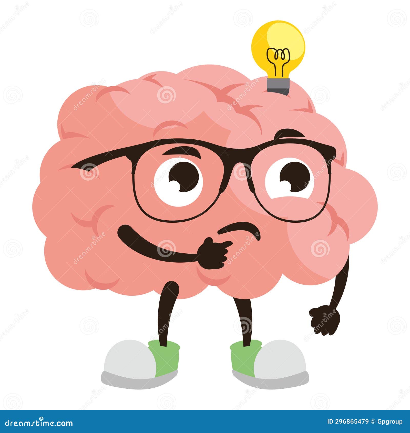Cartoon brain having idea stock vector. Illustration of vector - 296865479