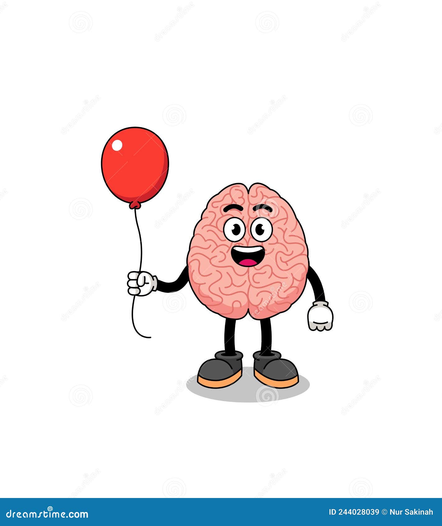 Cartoon of Brain Holding a Balloon Stock Vector - Illustration of ...