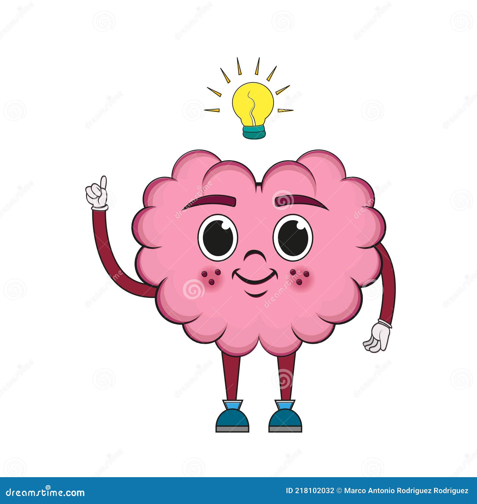 Cartoon Brain with an Idea Bulb Stock Vector - Illustration of concept ...