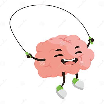 Cartoon Brain Jumping the Rope Stock Illustration - Illustration of ...