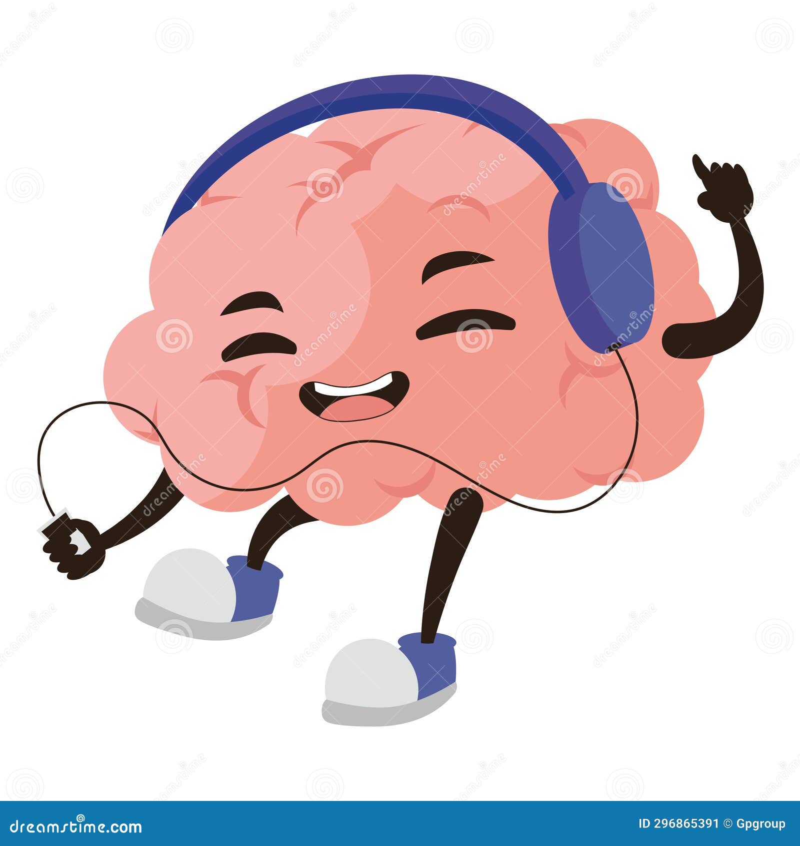 Cartoon Brain Listening Music Stock Illustration - Illustration of ...