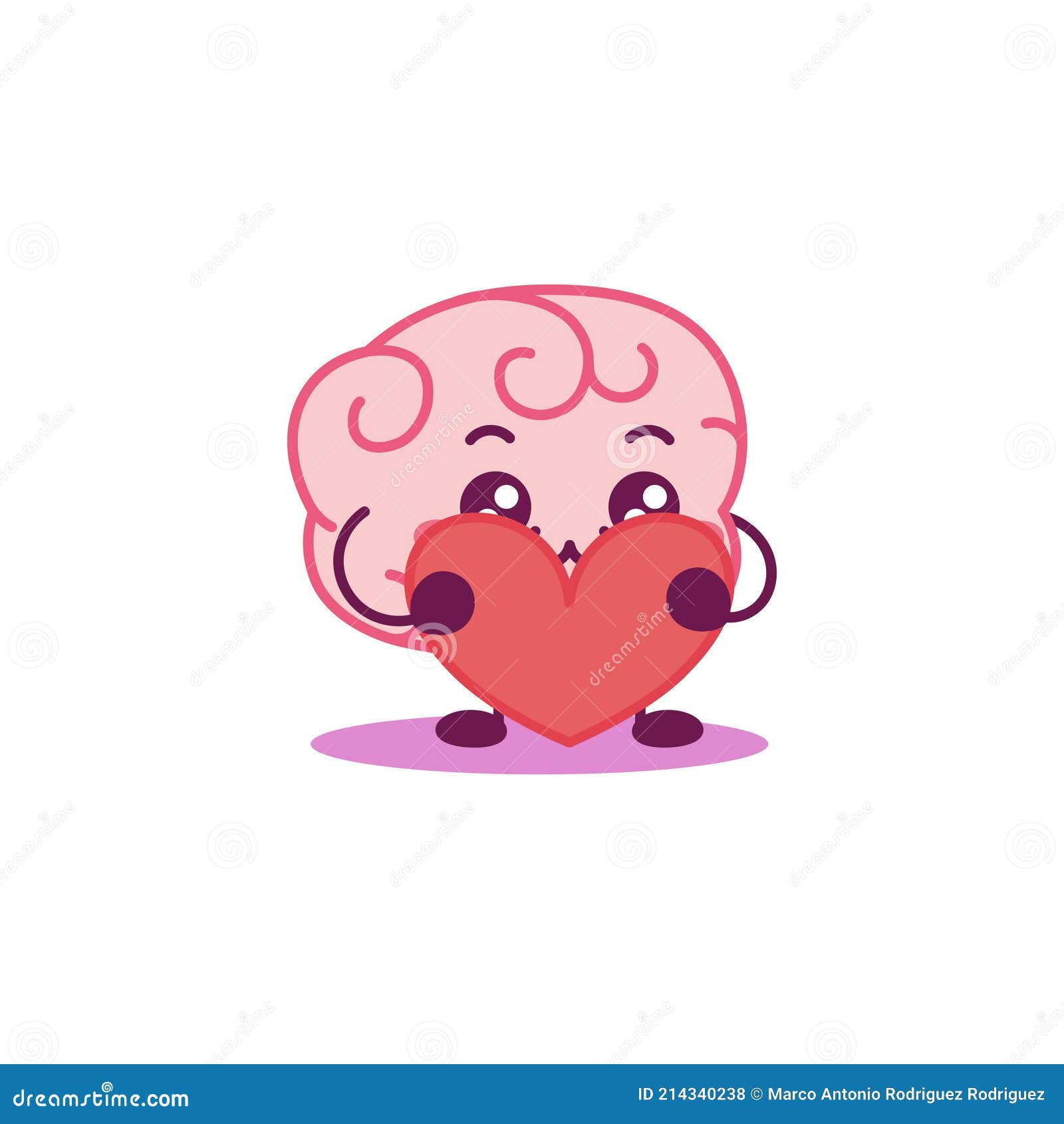 Cartoon of a brain in love stock vector. Illustration of concept ...