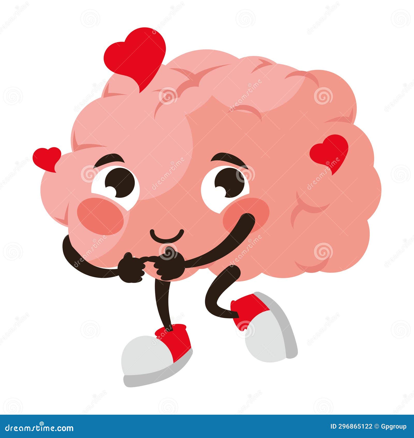 Cartoon brain in love stock illustration. Illustration of genius ...