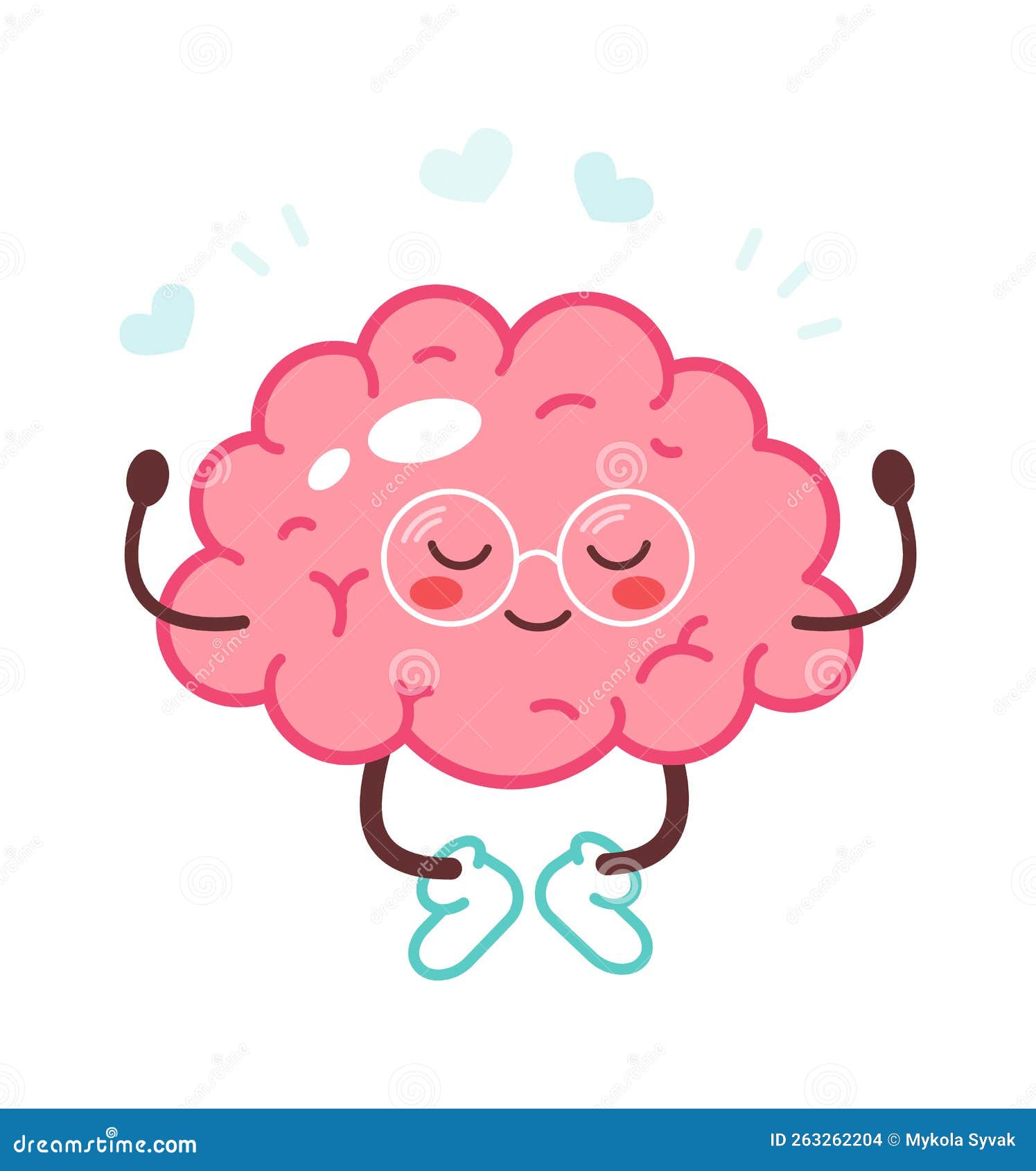 Cartoon brain meditates stock vector. Illustration of peace - 263262204