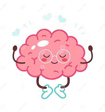 Cartoon brain meditates stock vector. Illustration of peace - 263262204