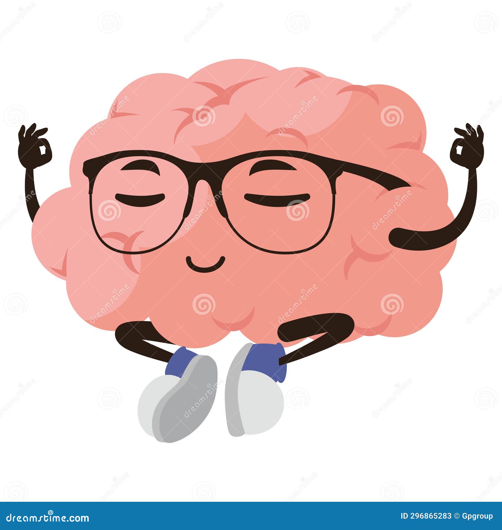 Cartoon brain meditation stock illustration. Illustration of isolated ...