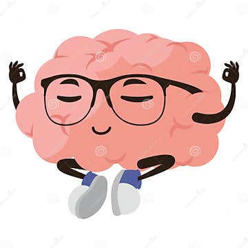 Cartoon brain meditation stock illustration. Illustration of isolated ...