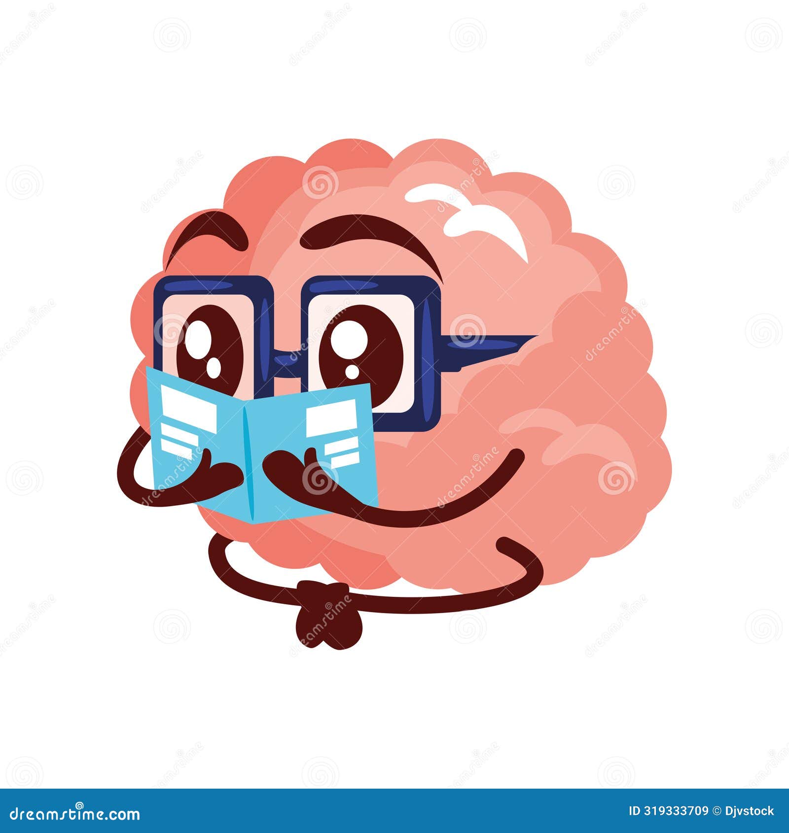 Cartoon Brain Reading a Book Stock Vector - Illustration of idea ...